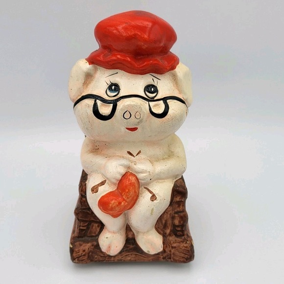 Art | Vintage Grandma Pig In Rocking Chair Knitting Coin Bank With ...